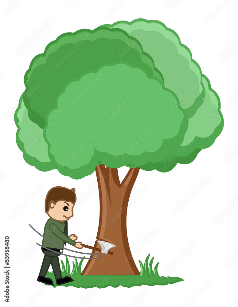 Cutting Tree - Vector Illustration Stock Vector | Adobe Stock