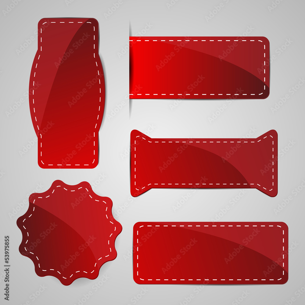 abstract red vector tags signs badges with dashed line around Stock ...