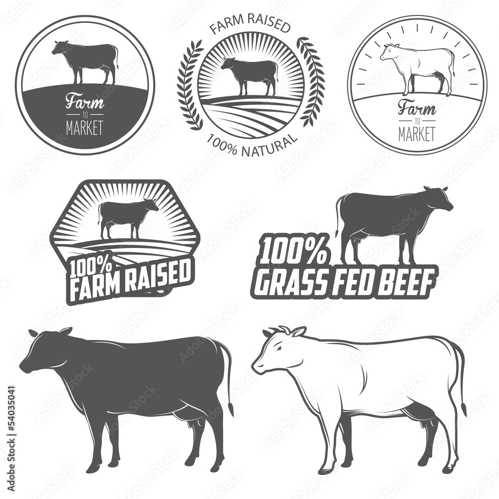 Set of premium beef labels, badges and design elements Stock Vector ...