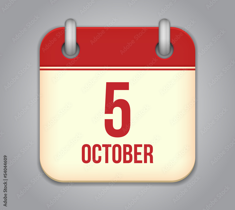 Vector October calendar app icon Stock Vector | Adobe Stock