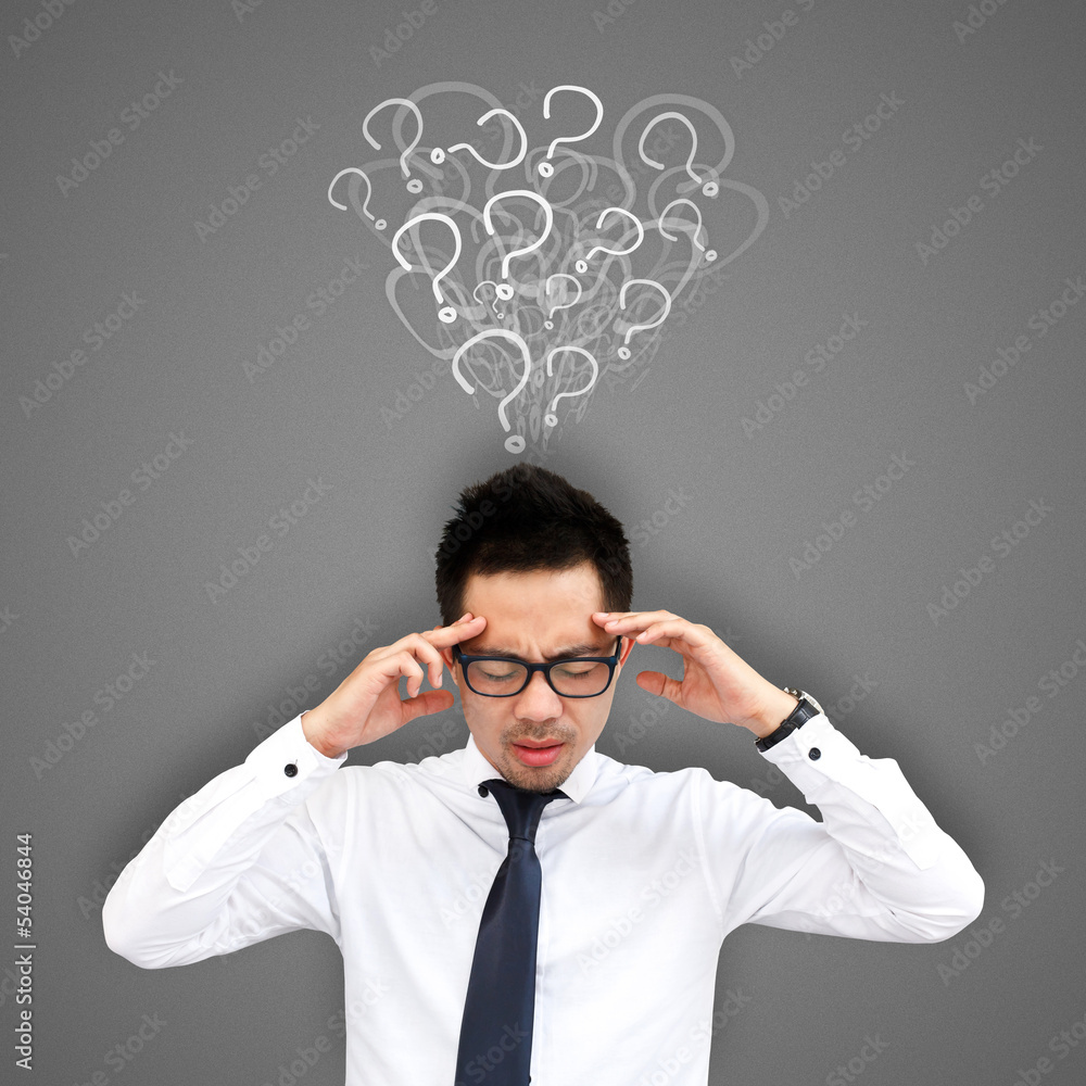 Man thinking concept with question marks Stock Photo | Adobe Stock