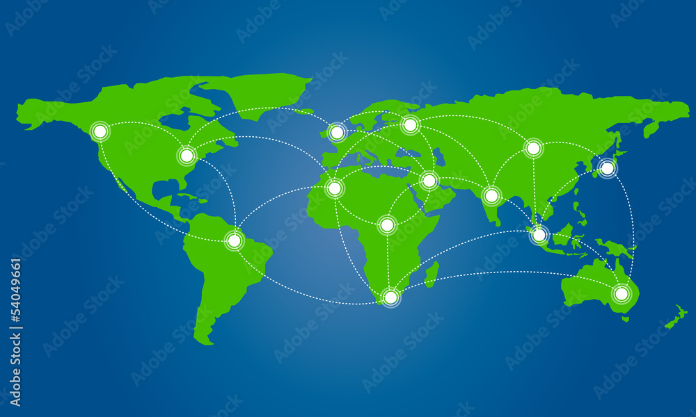 World map with connection concept, vector format Stock Vector | Adobe Stock