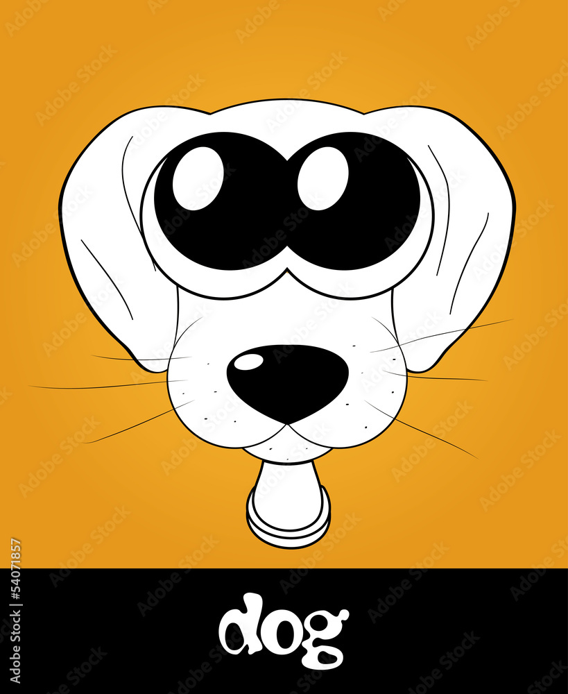 Cartoon cute puppy (dog) with big eyes, vector Stock Vector | Adobe Stock