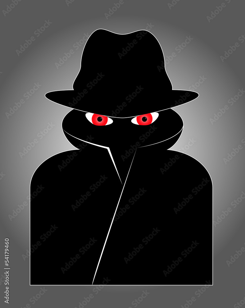 Spion mit roten Augen Stock-Vektorgrafik | Adobe Stock