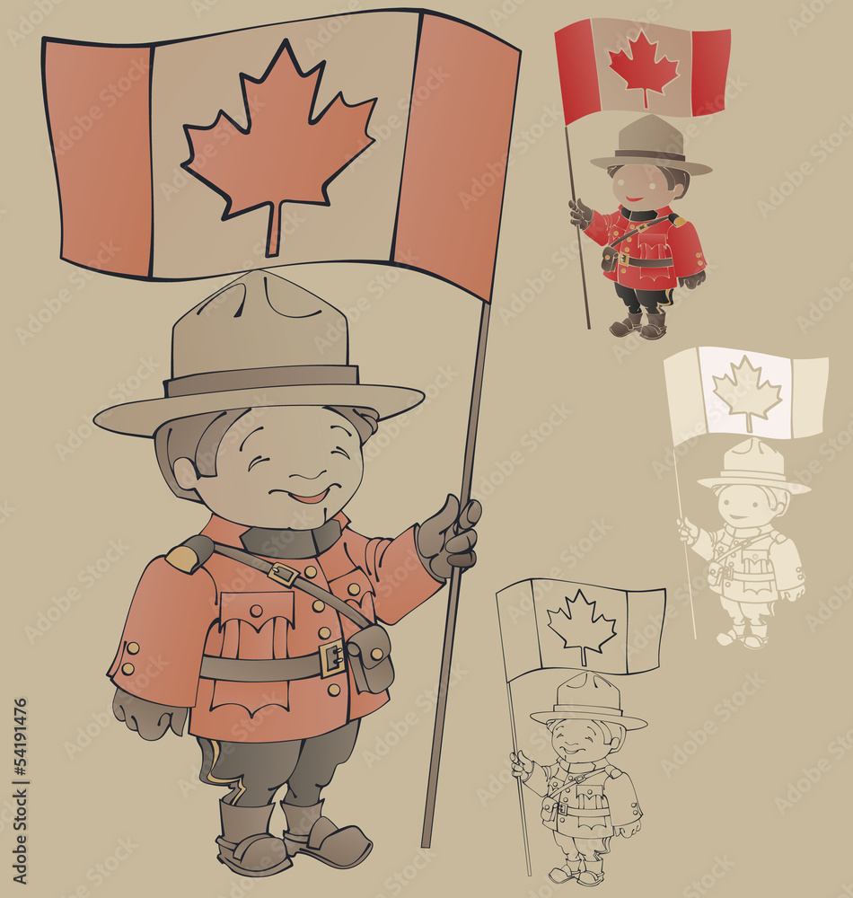 cute cartoon canadian Mounties Stock Vector | Adobe Stock