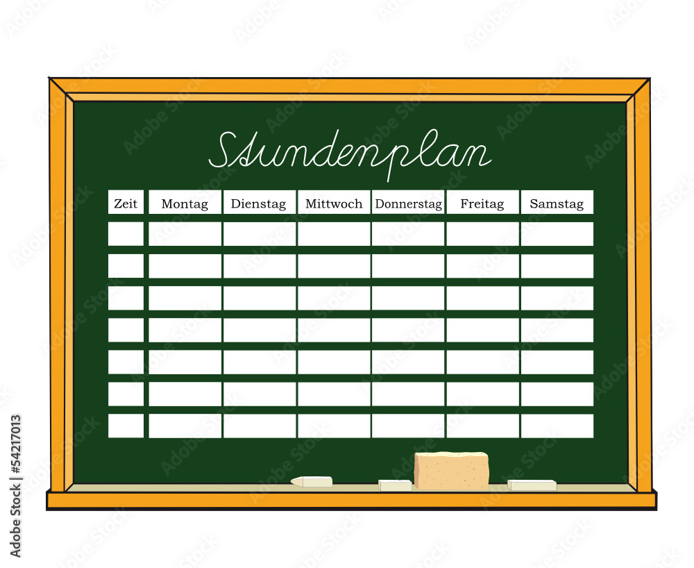 Schultafel mit Stundenplan Stock Vector | Adobe Stock
