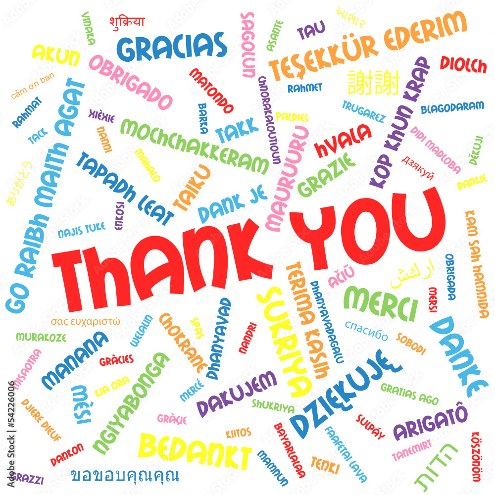 THANK YOU Card (thanks appreciation gratitude message tag cloud) Stock ...