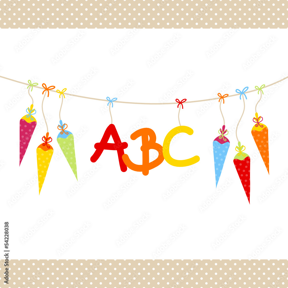 Schultüten & ABC bunt Bordüre Punkte Stock-Vektorgrafik | Adobe Stock