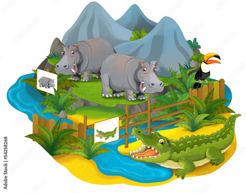 Cartoon zoo - illustration for the children Stock Illustration | Adobe ...