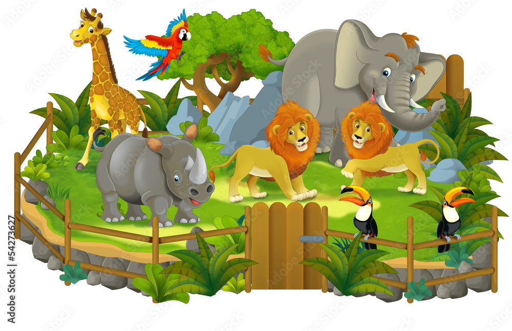 Cartoon zoo - illustration for the children Stock Illustration | Adobe ...