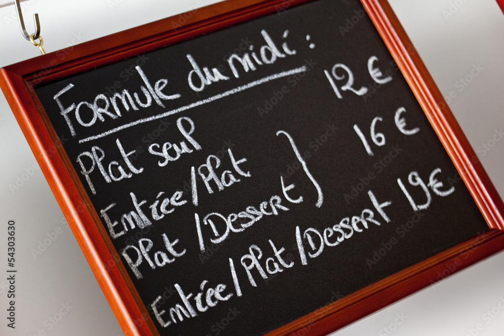 Ardoise, menu, carte, restaurant, bistrot, prix, plat Stock Photo ...