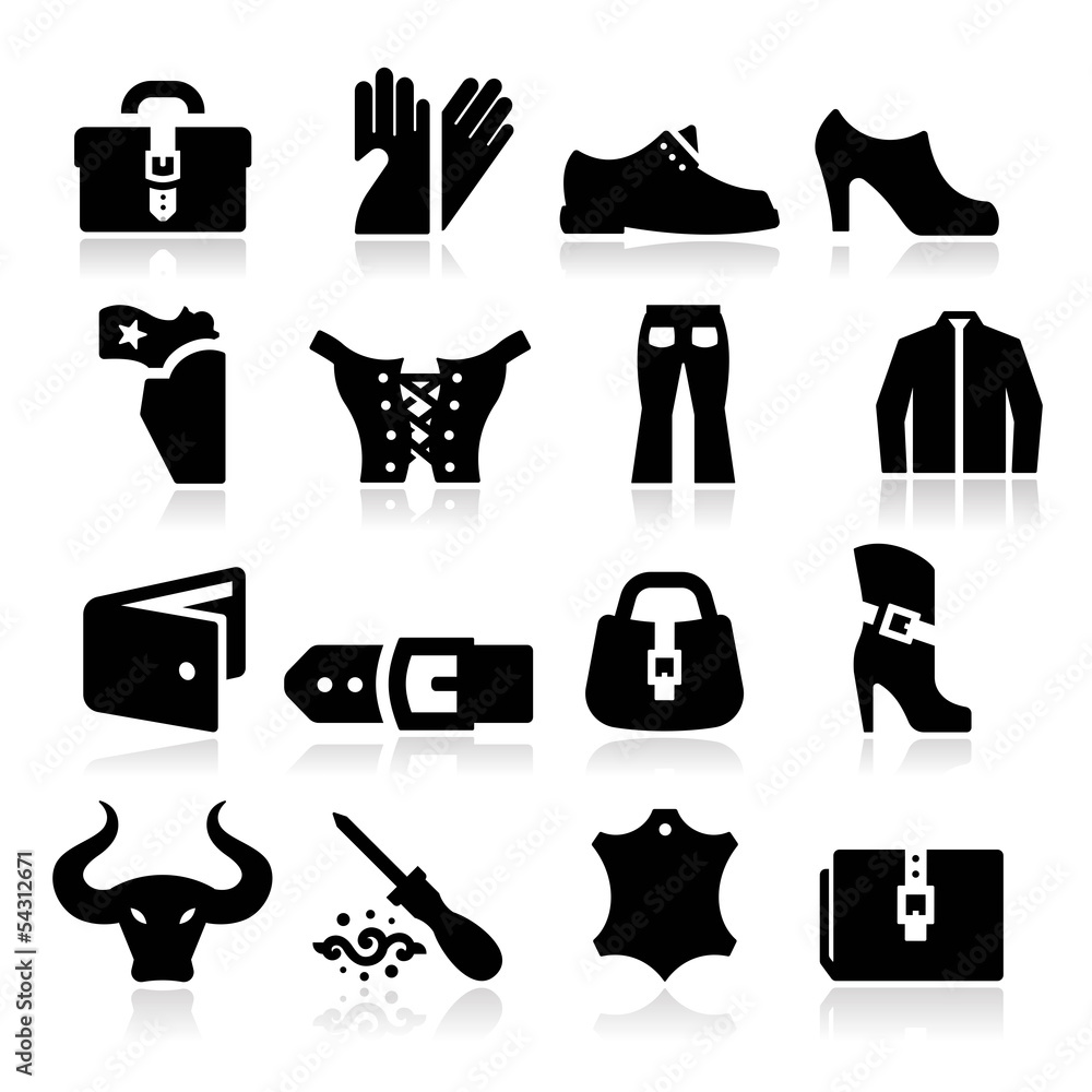 Leather Icons Stock Vector | Adobe Stock