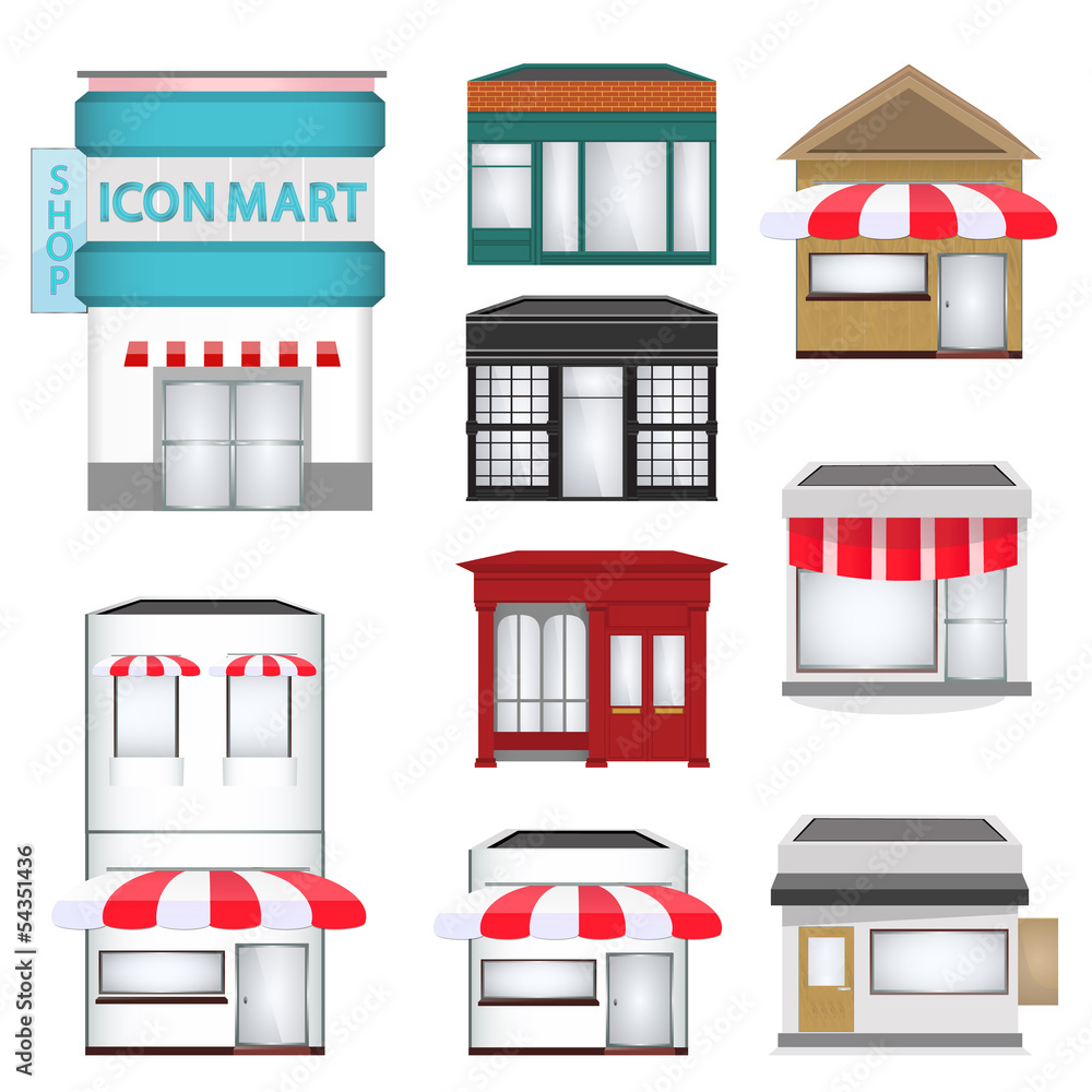 Set of Cartoon Shops Stock Vector | Adobe Stock