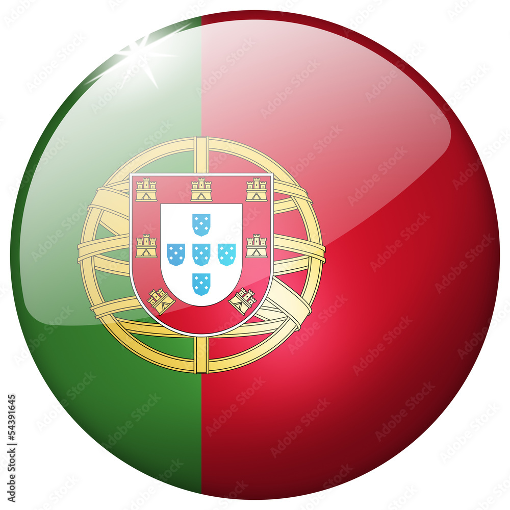 Portugal Round Glass realistic flag isolated on white background Stock ...