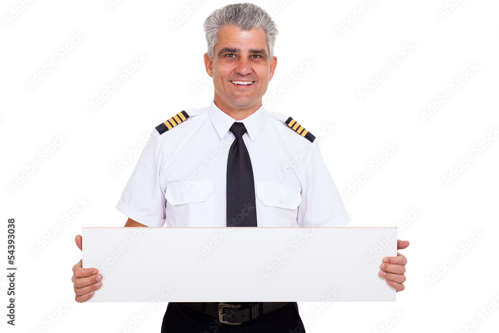senior captain presenting blank white board Stock Photo | Adobe Stock