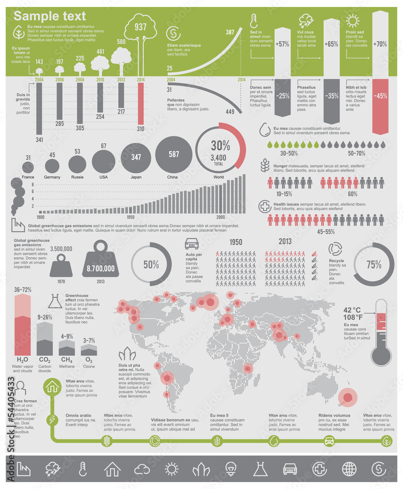 Vector environmental problems infographic elements Stock Vector | Adobe ...