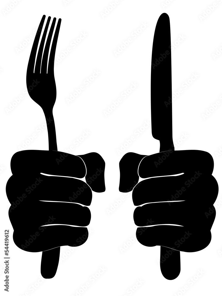 COLTELLO FORCHETTA POSATE IN PUGNO Stock Vector | Adobe Stock