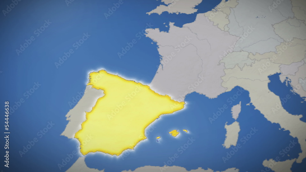 Spain on map of Europe. Country pull out. Blue Stock Video | Adobe Stock