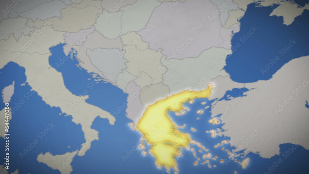 Greece on map of Europe. Country pull out. Blue Stock Video | Adobe Stock