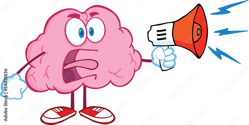 Angry Brain Cartoon Character Screaming Into Megaphone Stock Vector ...