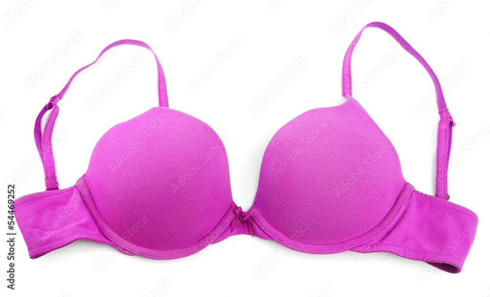 Purple female bra isolated on white background Stock Photo | Adobe Stock