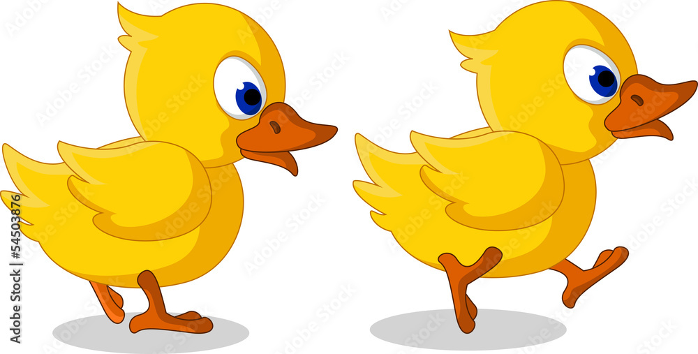 cute two little duck cartoon walking Stock Vector | Adobe Stock