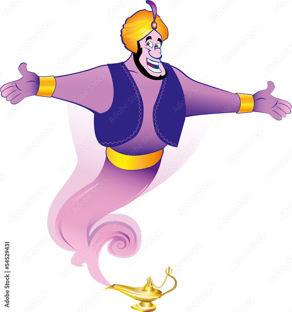 Magic genie granting the wish Stock Vector | Adobe Stock