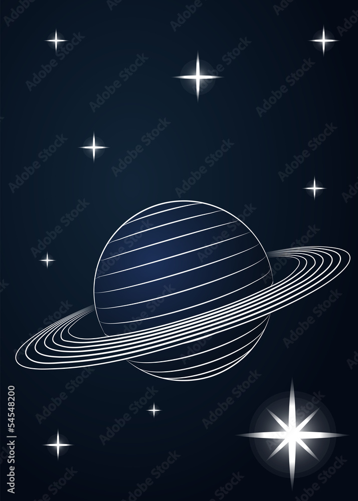 saturn planet drawing in outer space vector Stock Vector | Adobe Stock