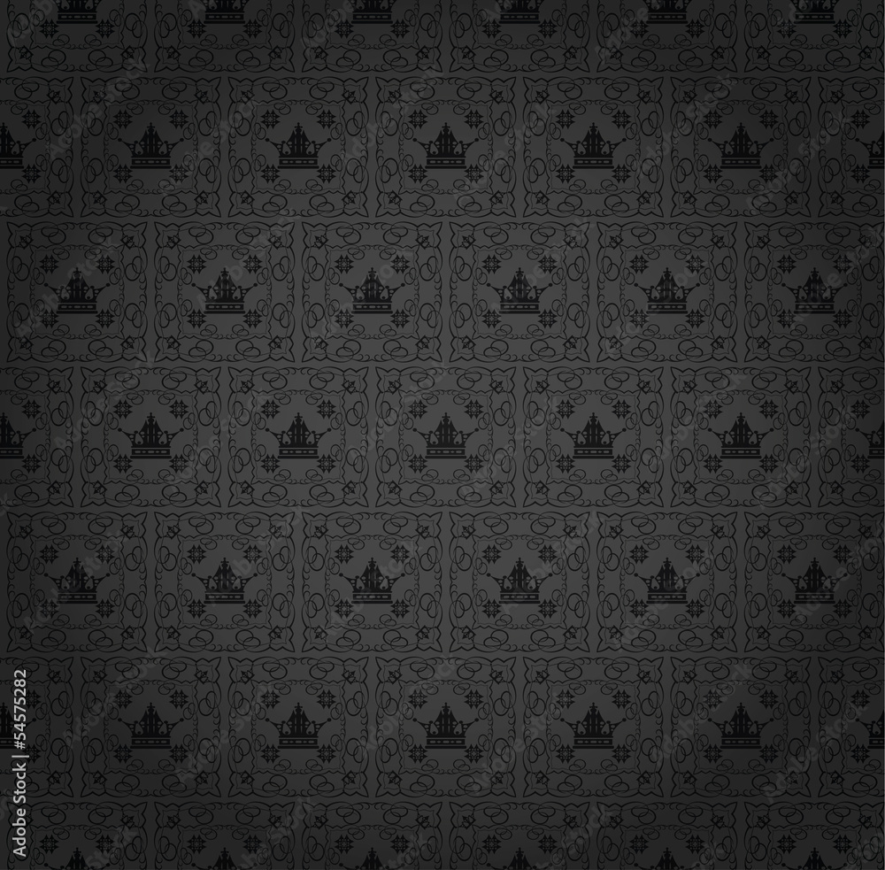 black background: damask, dark wallpaper, vector image Stock Vector ...