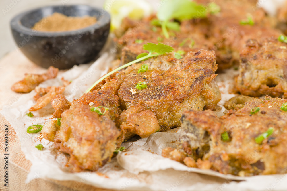 Mutton Chaap - Fried battered lamb cutlets and chaat masala. Stock ...
