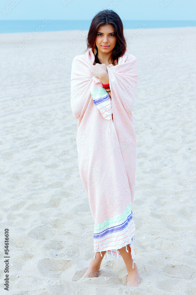 Woman Wrapped In Blanket