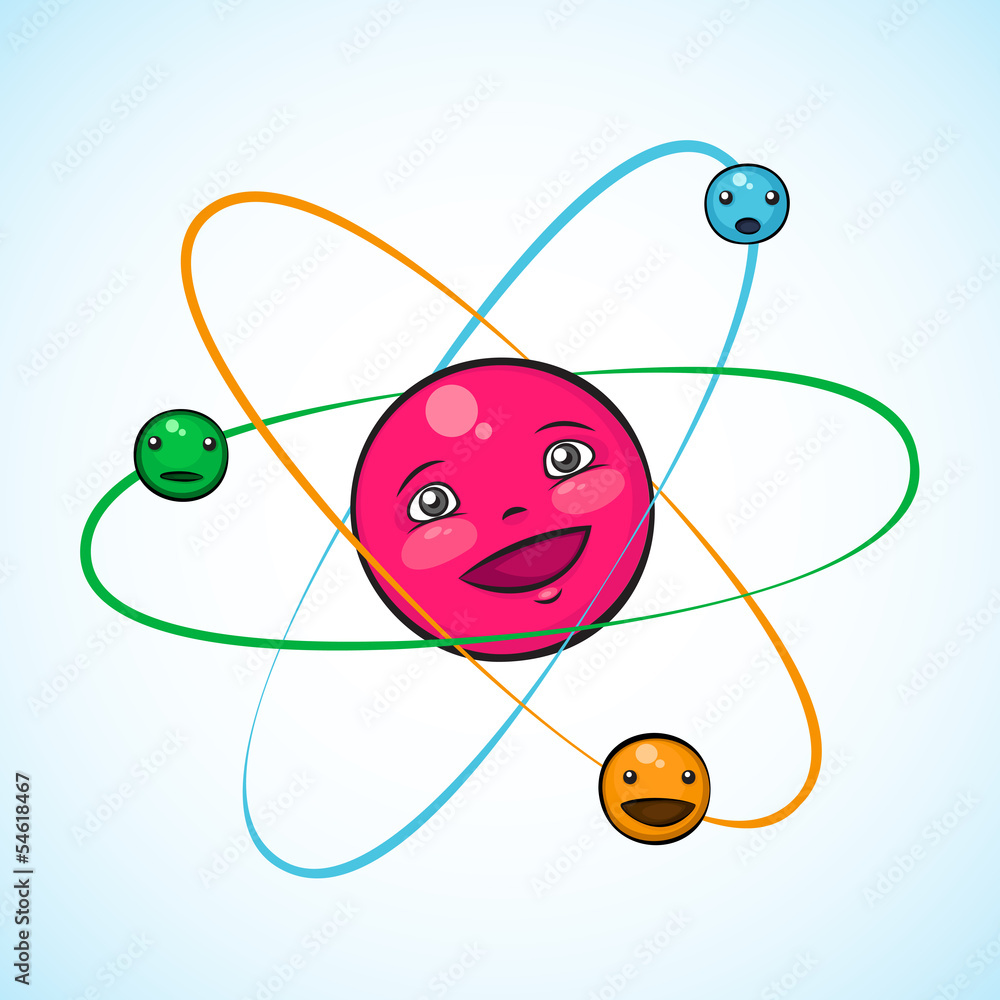 cartoon atom Stock Vector | Adobe Stock