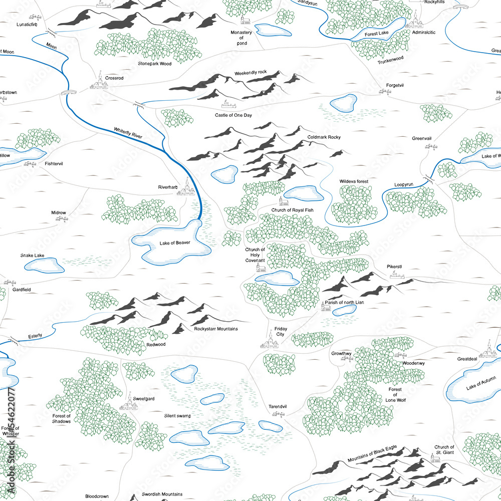 Seamless background of painted map. Stock Vector | Adobe Stock