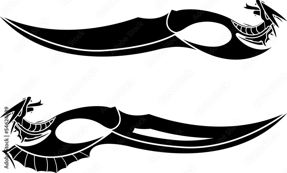dragons daggers stencils Stock Vector | Adobe Stock