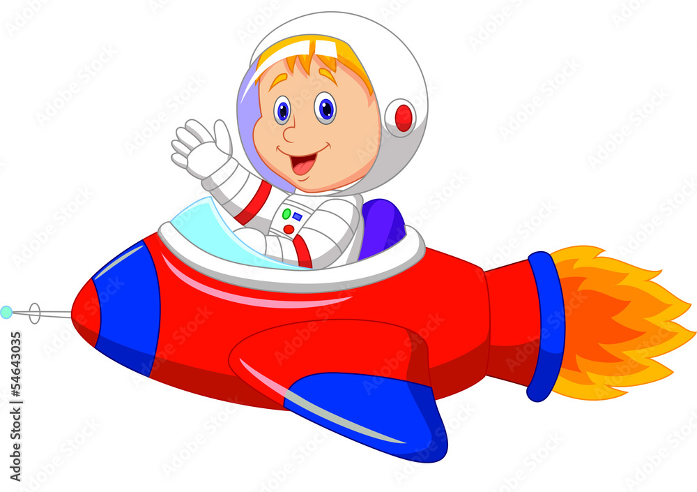 Cartoon boy astronaut in the spaceship Stock Vector | Adobe Stock