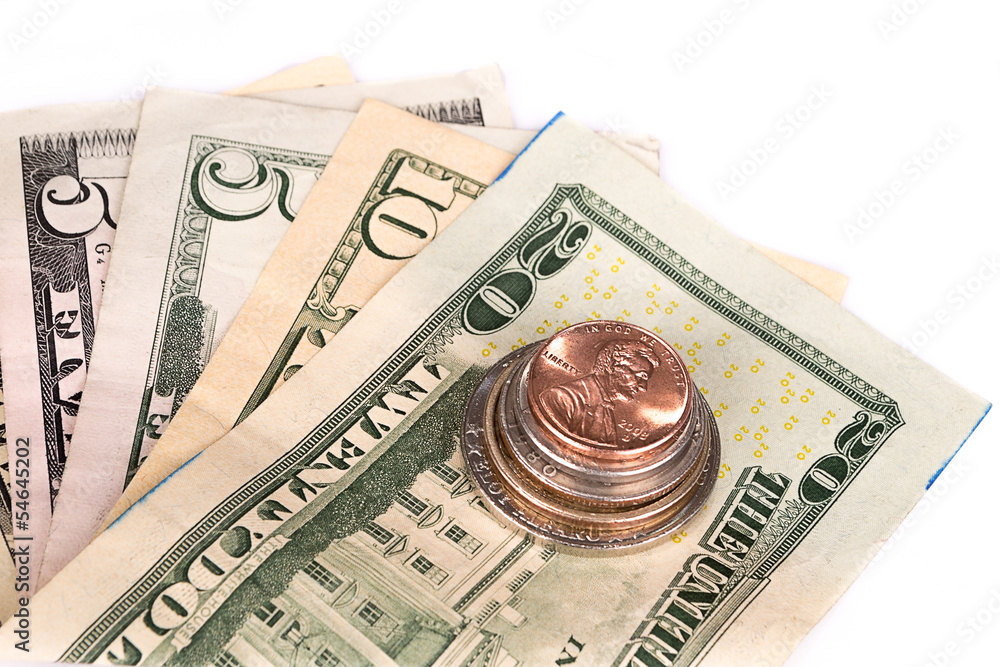 American Money Bills And Coins