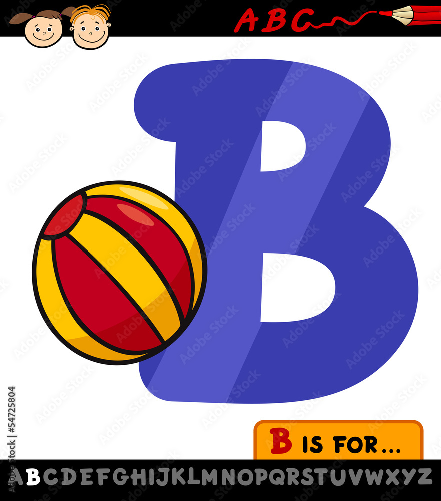 letter b with ball cartoon illustration Stock Vector | Adobe Stock