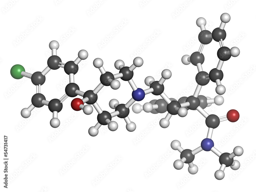 Loperamide diarrhea drug, chemical structure. Stock Illustration ...