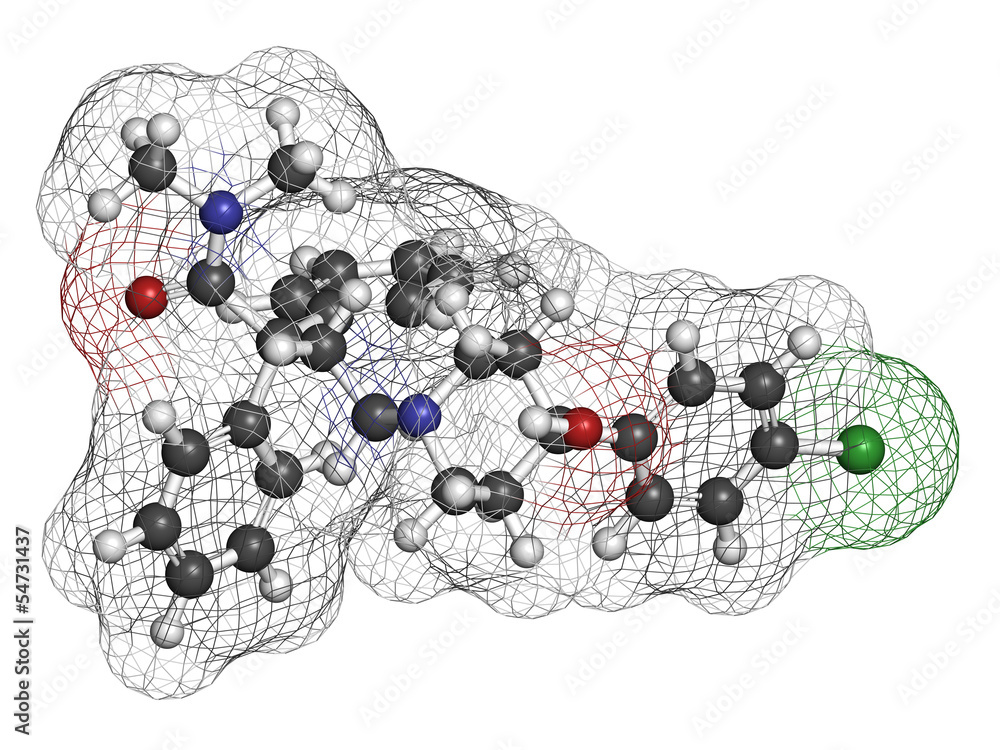 Loperamide diarrhea drug, chemical structure. Stock Illustration ...