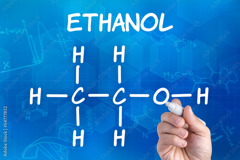 Hand zeichnet chemische Strukturformel von Ethanol Stock Photo | Adobe ...