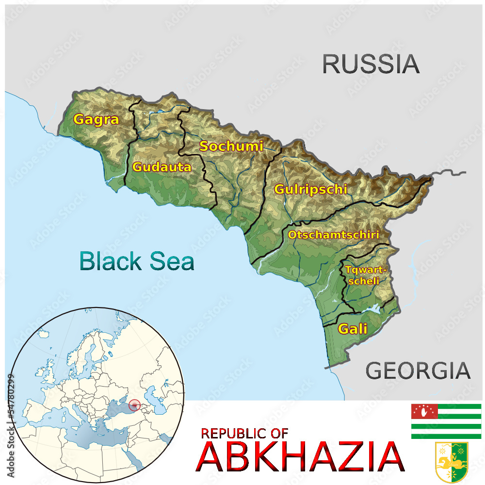 Abkhazia Asia national emblem map symbol location Stock Vector | Adobe ...