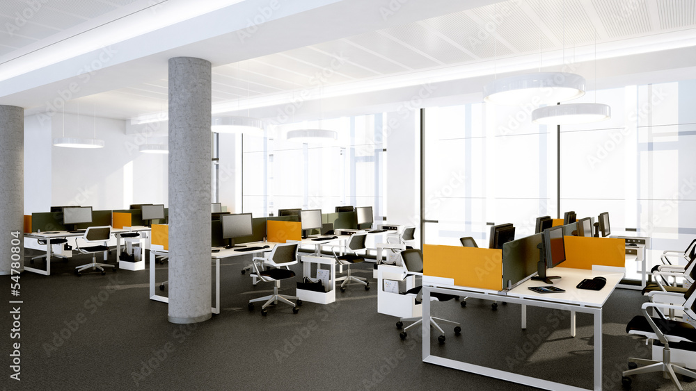 Moderne Arbeitsplätze - modern open workspace Stock Illustration ...