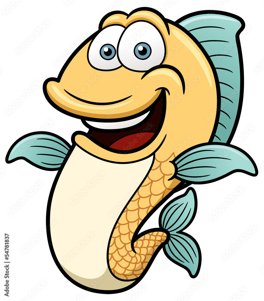 Vector illustration of Cartoon Happy fish Stock Vector | Adobe Stock