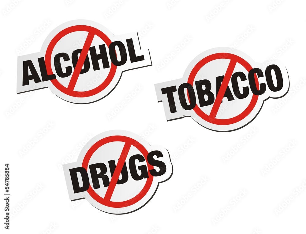 anti alcohol, anti tobacco, anti drugs sticker signs vector de Stock ...