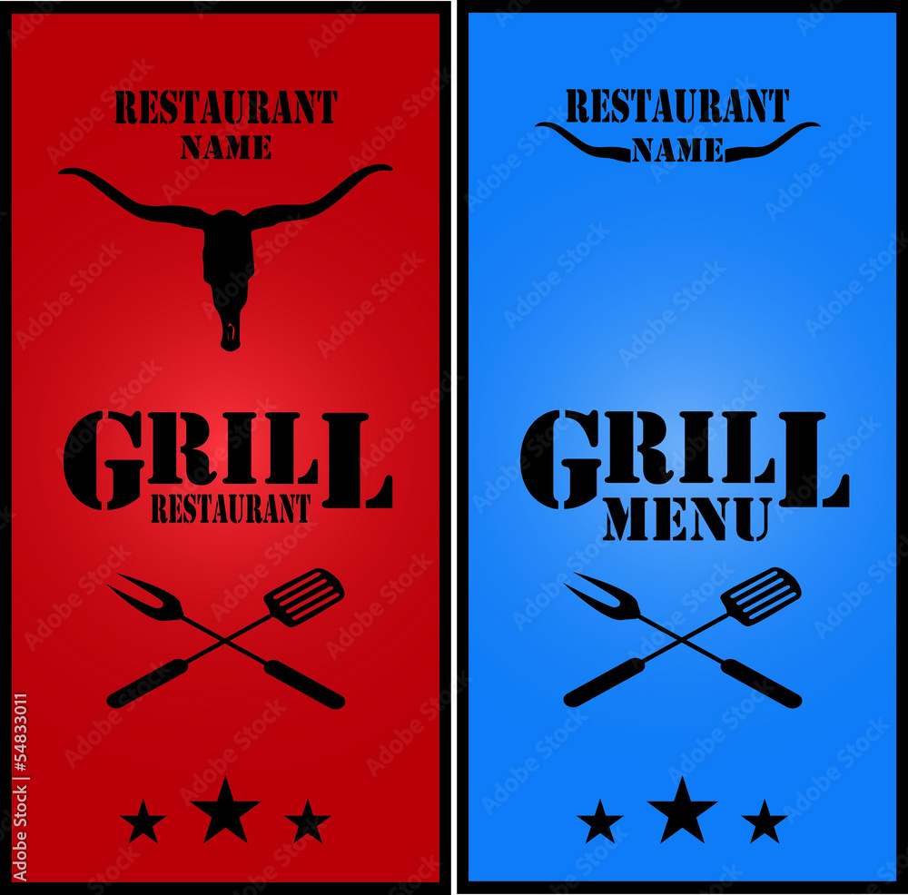 Grill Menu Card Design template Restaurant BBQ essen Karte Stock ...
