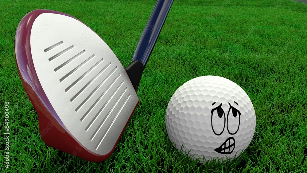Cartoon golf ball being hit with driver Stock Illustration | Adobe Stock