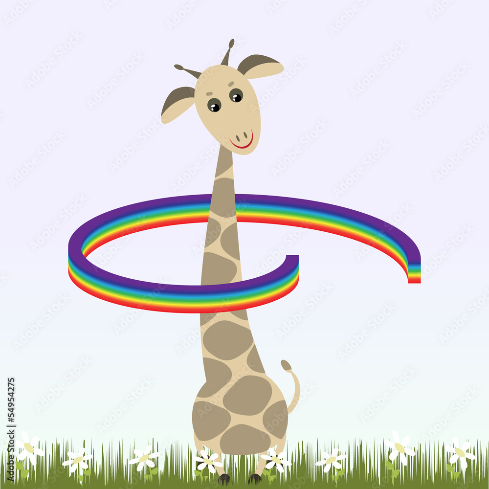 Giraffe and rainbow Stock Vector | Adobe Stock