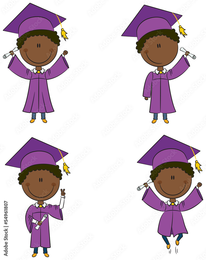 Graduation African-American Boy Stock Vector | Adobe Stock