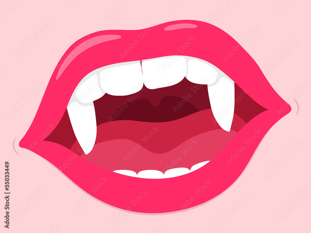 Mouth of a female vampire Stock Vector | Adobe Stock