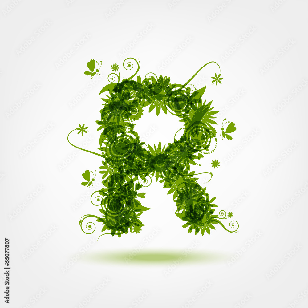 Green eco letter R for your design Stock Vector | Adobe Stock
